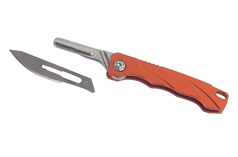 Tungyi Daily Pocket Folding Utility Knife with 10 Replaceable Quick Change Blades, Ultra Compact and Lightweight (Orange)