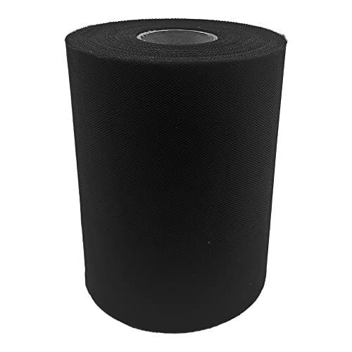 Gimgree Tulle Fabric Rolls, 6 Inch by 100 Yards (300 feet) Fabric Spool Tulle Ribbon, Bridal Solid Sheer Organza Fabric Bolt for Wedding and Decoration -Black