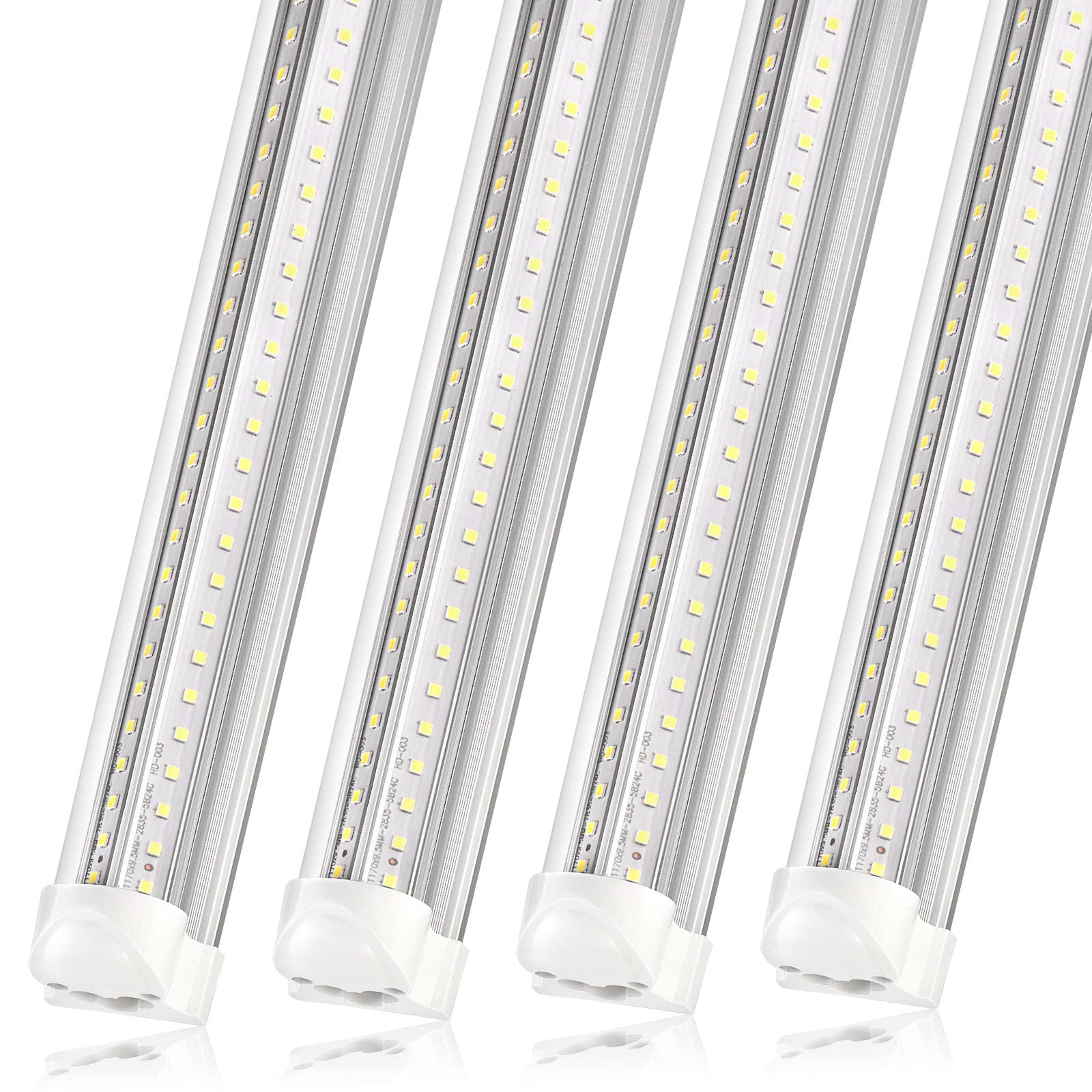 Nimgoti LED Shop Light 4FT, T8 Integrated LED Tube Light Fixture, 40W 5200LM 5000K, V Shape, Daylight White, Hight Output Linkable Shop Lights for Garage Warehouse Workshop, Clear Cover (4-Pack)