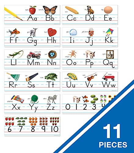 Carson Dellosa Alphabet and Number Line Bulletin Board Set—Alphabet Chart with Upper and Lowercase Letters, Numbers 0-10, Bulletin Board Decorations for Homeschool or Classroom Decor (11 pc)