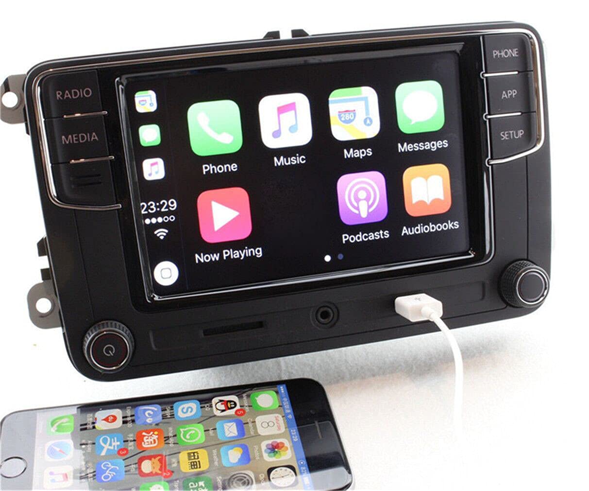 CarPlay 6.5in MIB RCD330 Touchscreen 187B 6RD035187 B Replacement for VW Jetta Golf MK5/MK6 CC Caddy Polo EOS Passat Scirocco Tiguan Touran Transporter