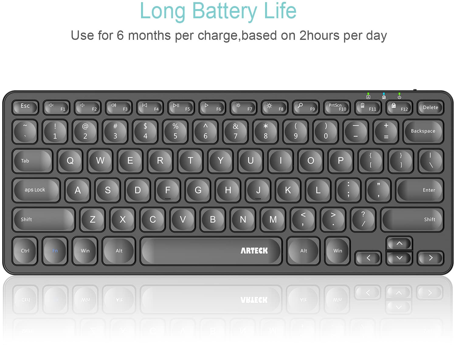 Arteck 2.4G Wireless Keyboard Ultra Slim and Compact Wireless Keyboard with Media Hotkeys for Computer/Desktop/PC/Laptop/Surface/Smart TV and Windows 10/8/ 7 Built-in Rechargeable Battery