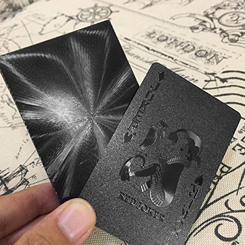 EMFK 54pcs/Pack Fashion Gold Foil Poker Novelty Collection Waterproof PVC Plastic Color:Black