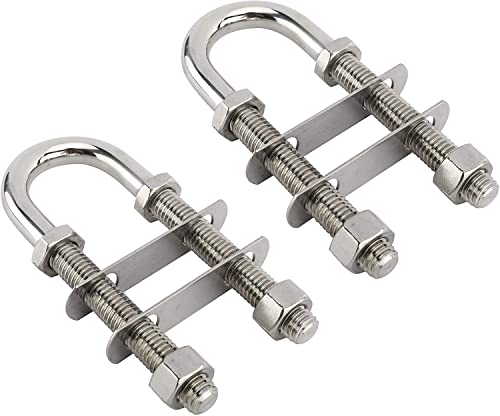 YaeMarine 2-Pack 1/2" Stainless Steel Marine Boat Stern Bow Eye Tie Down U Bolt, Thread Length 2-1/2" Total Length: 4" (Dia. 1/2" x 4" Total Length)