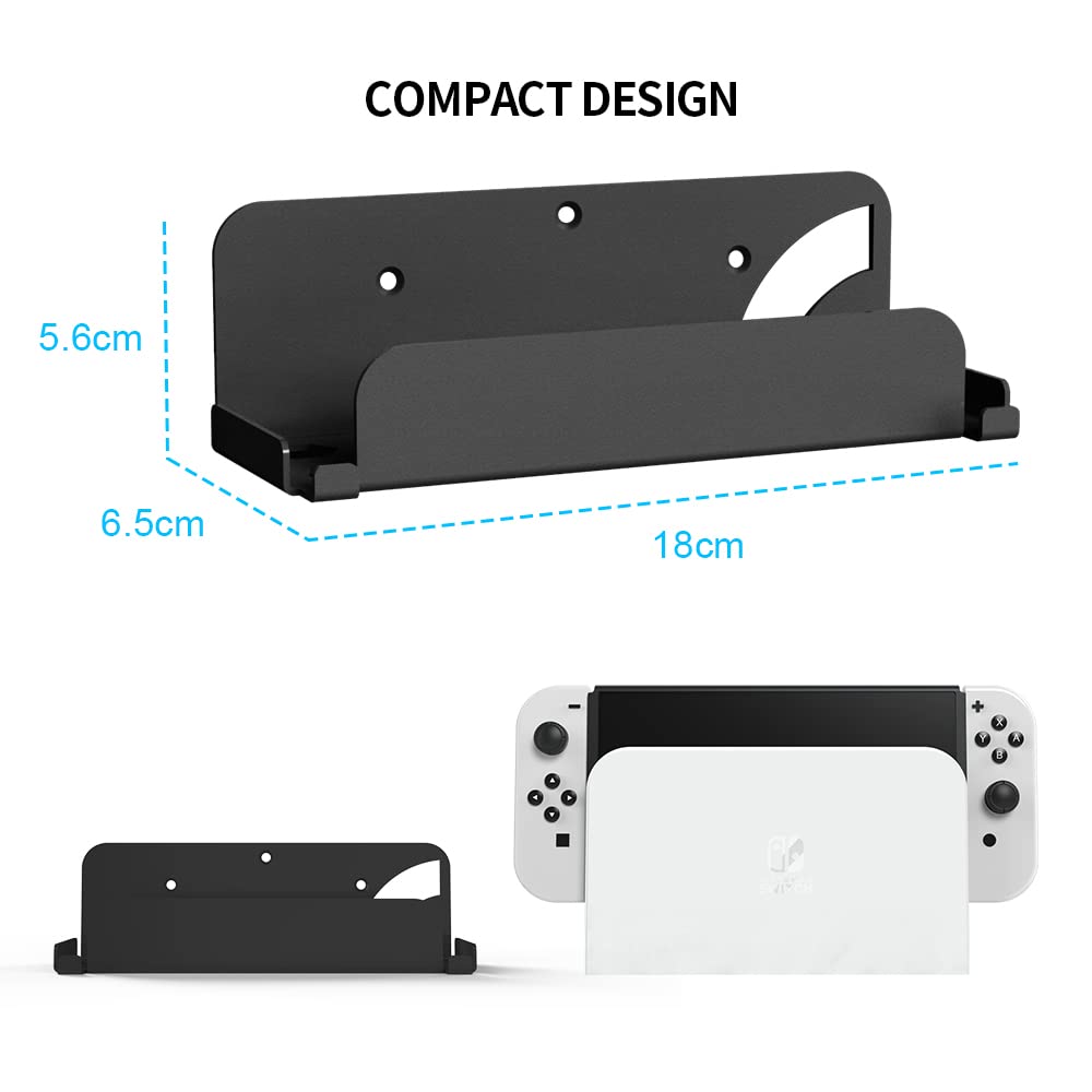 EJGAME Switch OLED Black Steel Mount,Wall Mount Bracket Compatible with Nintendo Switch and Switch OLED