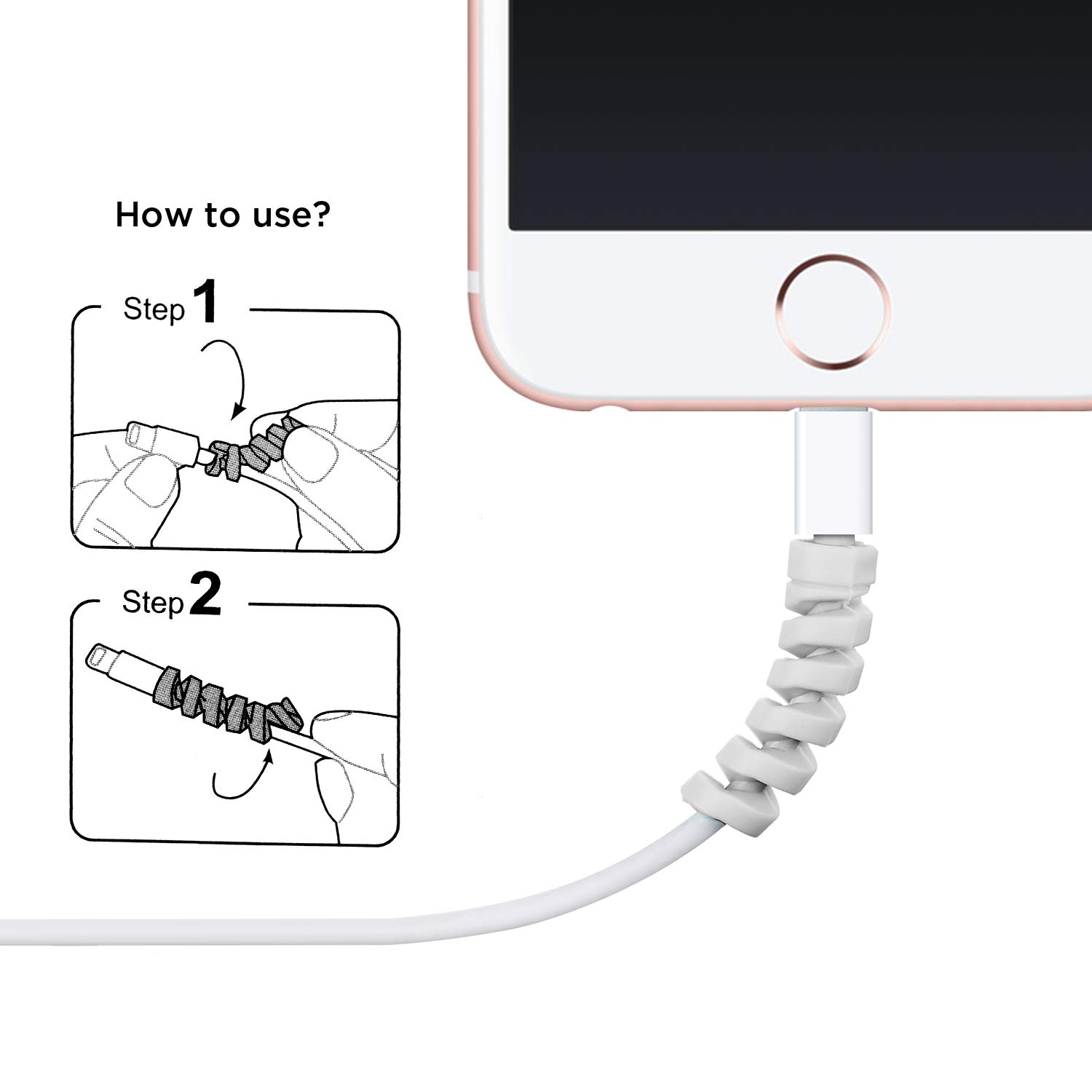 Jetec 12 Pieces Charger Cable Protector Cable Saver, Highly Flexible Spiral Silicone USB Wire Protector, Cord Protector Saver, Mouse Protector, Suitable for All Cell Phones Computers