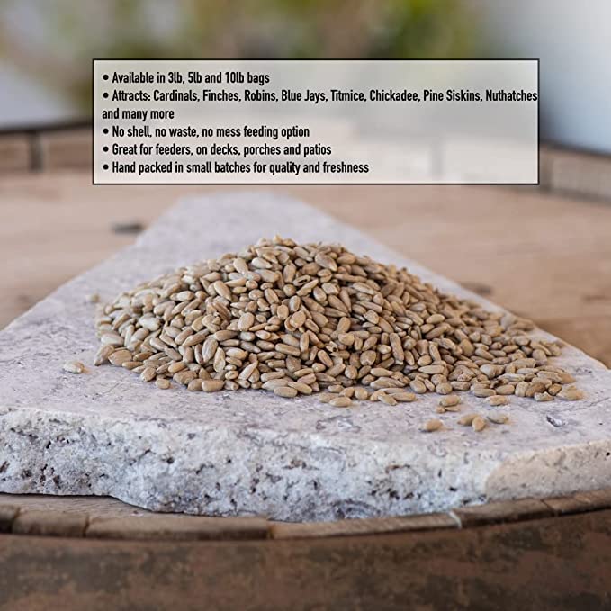 Desert Valley Premium Sunflower Seed Hearts and Chips - Wild Bird Food, Cardinals, Jays & More (10-Pounds)