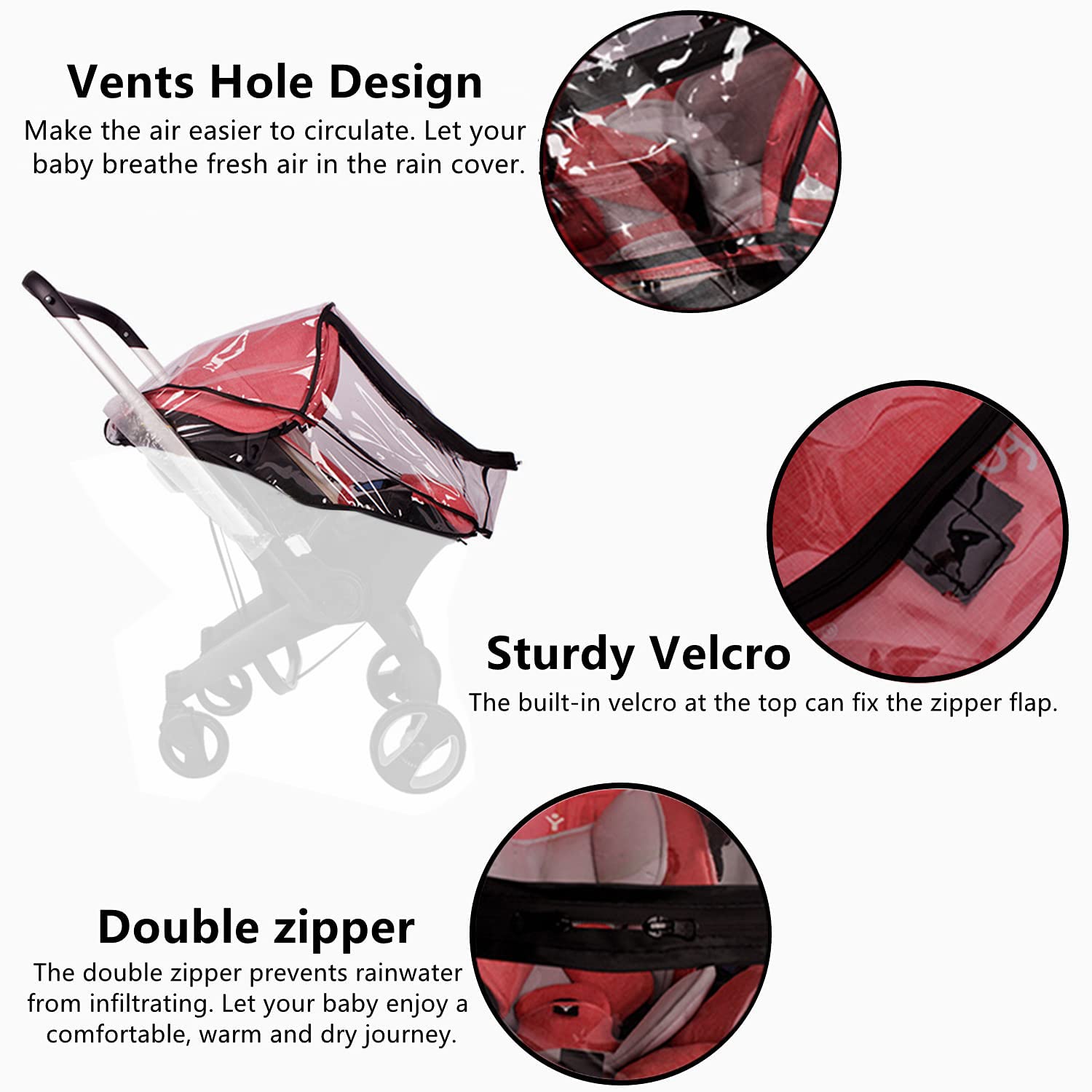 iCaicoyo Baby Stroller Car Seat Rain Cover Compatible with Doona Stroller Car seat, Baby Weather Shield Stroller Raincover Travel Accessory Infant Pushchair Buggy Ventilated Wind Rain Shield