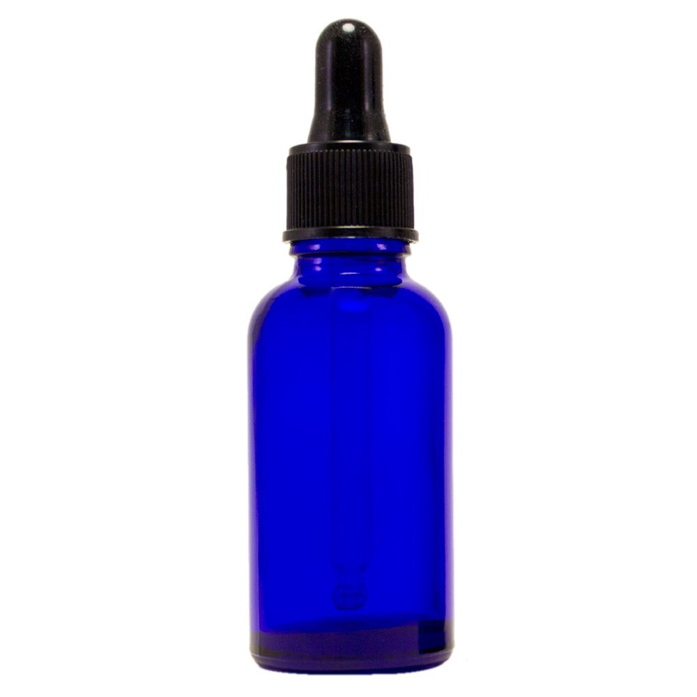 GreenHealth 2 Pack of Cobalt Blue Glass Bottles 1 Oz Bottle with Round Tip Dropper