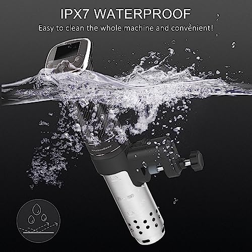 KitchenBoss Sous Vide Cooker Machine: Ultra Quiet 1100 Watts Accurate Cooker with Color LCD Recipes IPX7 Waterproof Immersion Circulator Cooking Machine Include Cookbook, Carbon Fiber Pattern