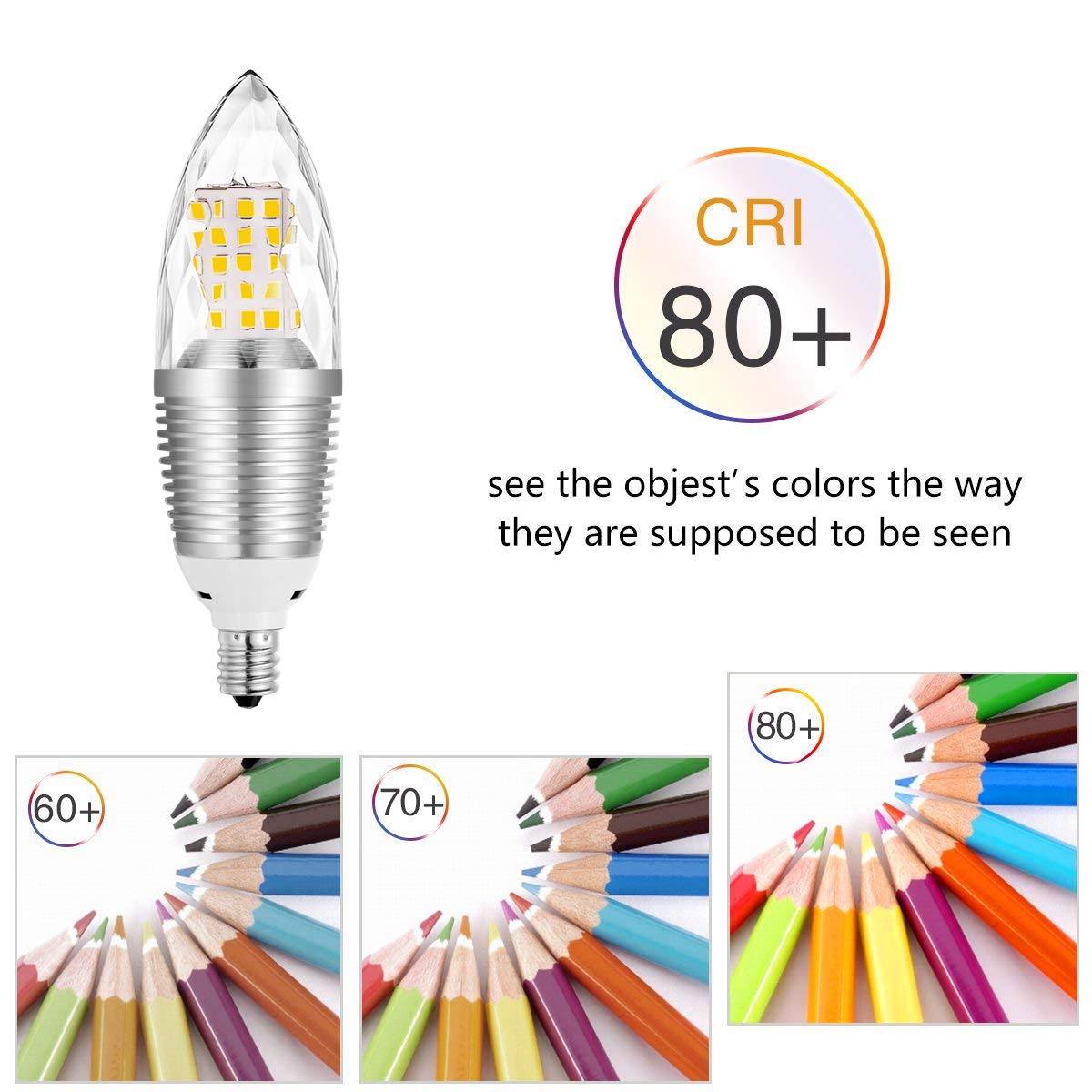AHEVO E12 LED Candelabra Light Bulbs, 12W, Equivalent 85-100W Incandescent Bulb,1200 Lumens, White 6000K, Candelabra Base, Non-dimmable, Chandelier Bulb, Pack of 6