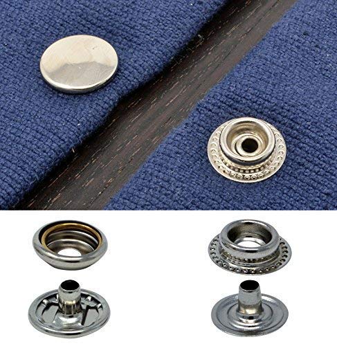 Snap Fasteners,HKOO Snap Fasteners 100% Stainless Steel Boat Marine Canvas Upholstery Snaps Cap - Socket - Stud - Eyelet All Four Parts,15mm Cap (80 Pieces) (5/8"Stainless Steel)