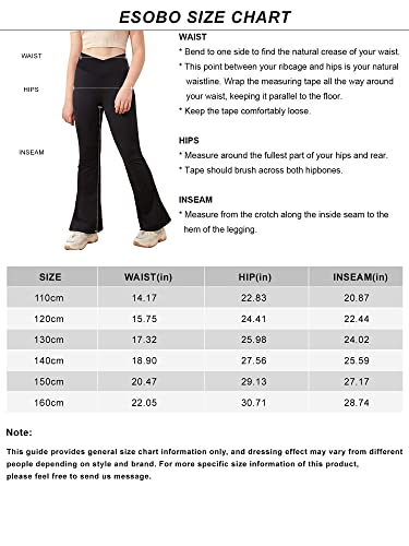 Girl's Leggings Cross High Waisted Flare Pants Yoga Bootcut Pants Solid Color Full Length Bell Bottoms 7-8 Years