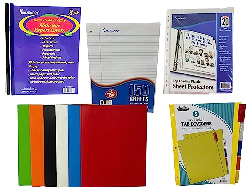 College Ruled Back to School Supply Bundle for Middle, High School and College: Binder, Mechanical Pencils, Sharpies, Pens, Highlighters, Folders, Note Books, Earbuds and More 55+ items