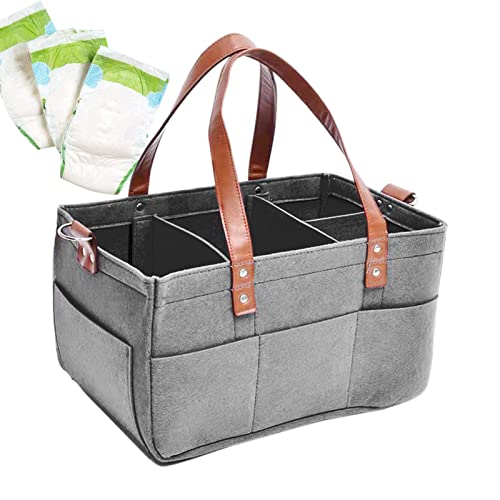 KITERI Diaper Caddy Basket, Felt Storage Caddy, Baby Diaper Caddy Organizer With Handles, Portable Nursery Storage Bin, Baby Diaper Organizer Caddy Bag Suitable For Diapers And Cars
