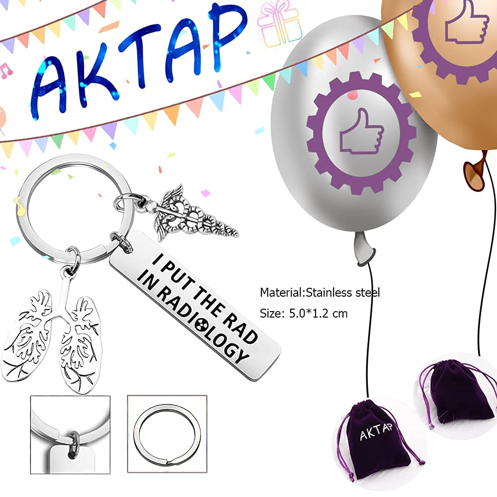 AKTAP Funny Radiology Tech Keychain X-Ray Radiologic Technologist Appreciation Gift I Put The Rad In Radiology Jewelry (Radiology Tech Keychain)