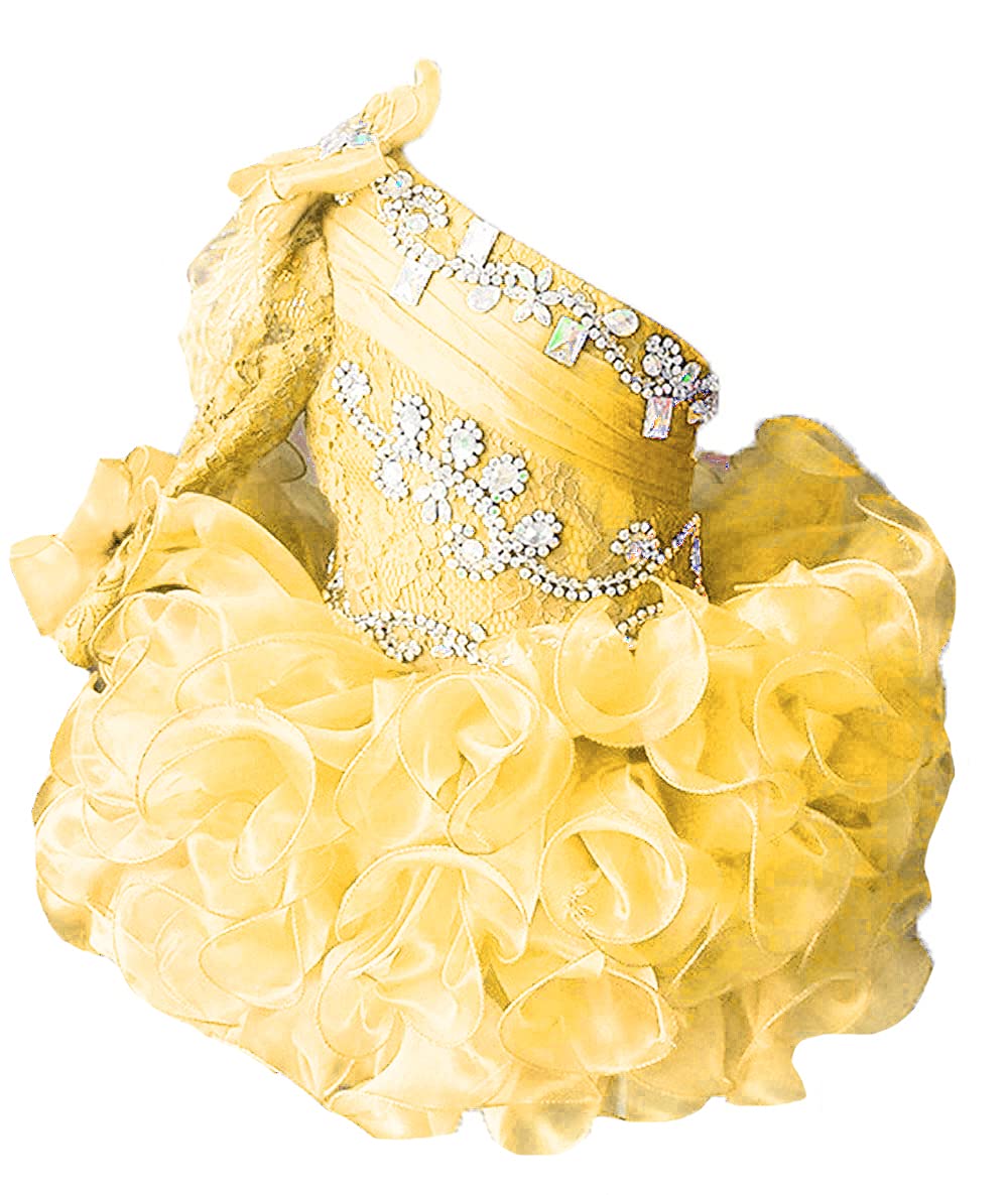 Junguan Infant Girls Wedding Party Gowns Newborn Pageant Tutu Cupcake Dress 6 US Yellow