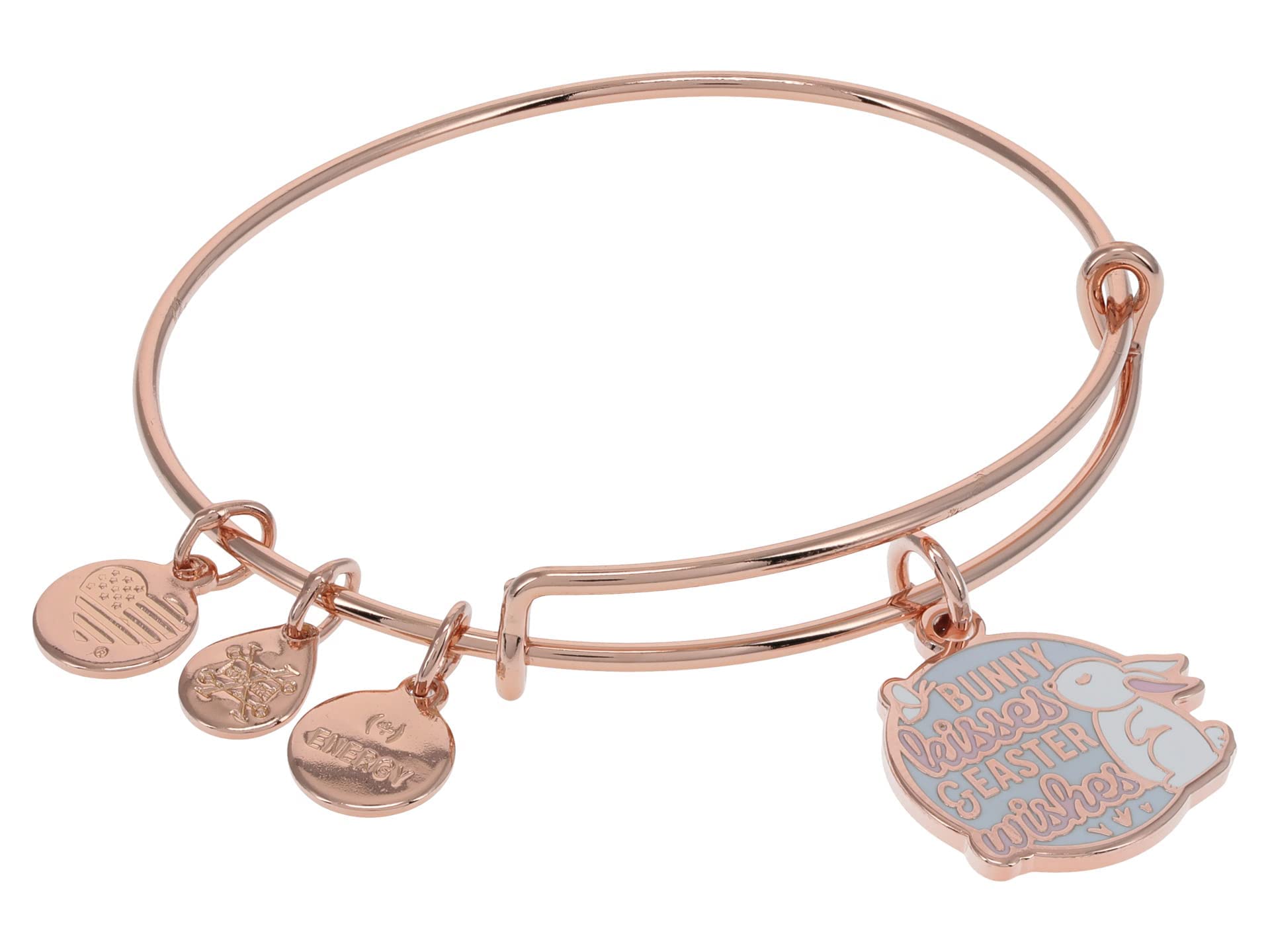 Alex and Ani AA612822Expandable Bangle BraceletSR,Words are Powerful, Bunny Kisses and Easter Wishes Expandable Bangle Bracelet,Shiny Rose Gold,Blue,Bracelet