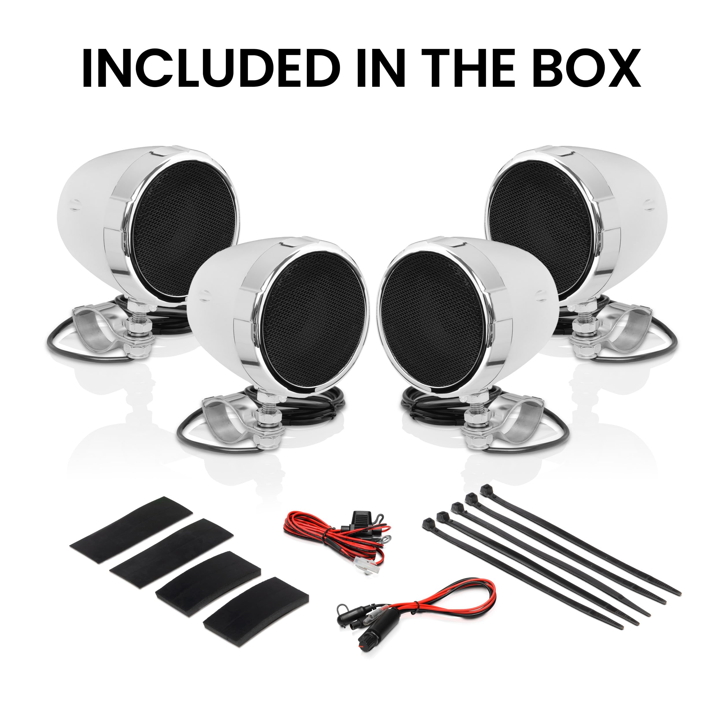 BOSS Audio Systems MC475BA 3 Inch Motorcycle Speakers - Bluetooth, Built-in Amplifier, Weatherproof, Volume Control, ATV UTV Compatible