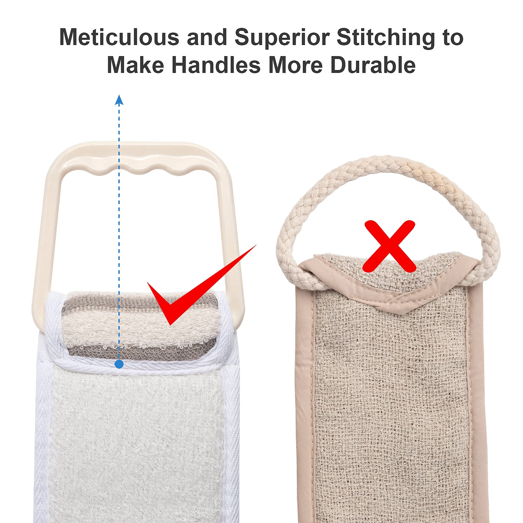 AmazerBath 2 Pack Exfoliating Back Scrubber, Bath Back Scrubber Exfoliator Loofah Back Washer for Shower, Men, Women, Bathroom(37.4 inch length 3.94 inch width)
