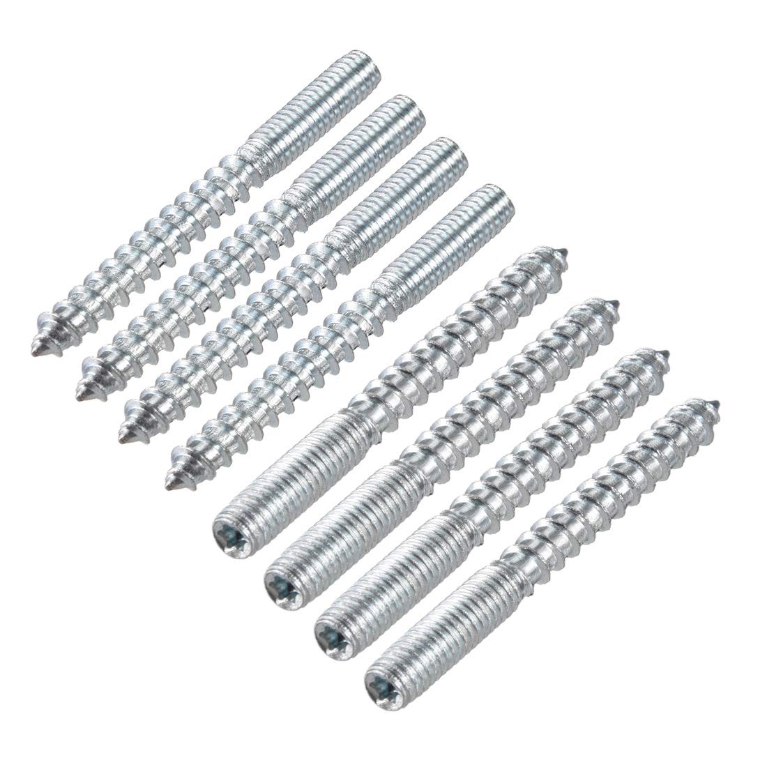 uxcell M6 Hanger Bolts Length 2-3/8"(60mm) Double Headed Bolts Self-Tapping Screw 6mm Wood Joint Furniture Legs 8pcs