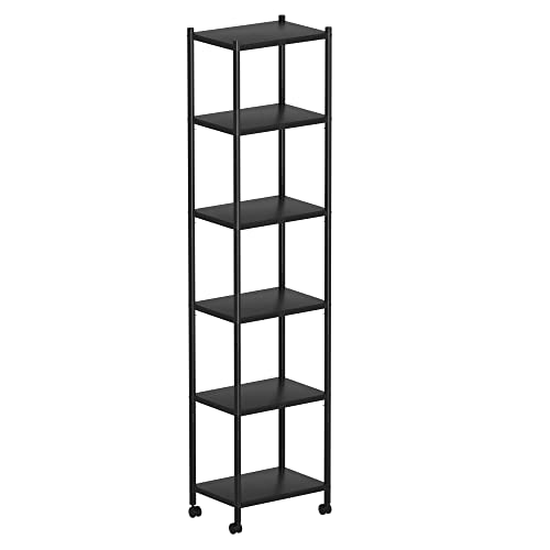 ZIGAMA 6-Tier Metal Rolling Cart Organizer with Wheels ,Adjustable Heavy Duty Free Standing Baker's Rack for Kitchens,Storage Tower for Pantry Laundry Bathroom Narrow Places