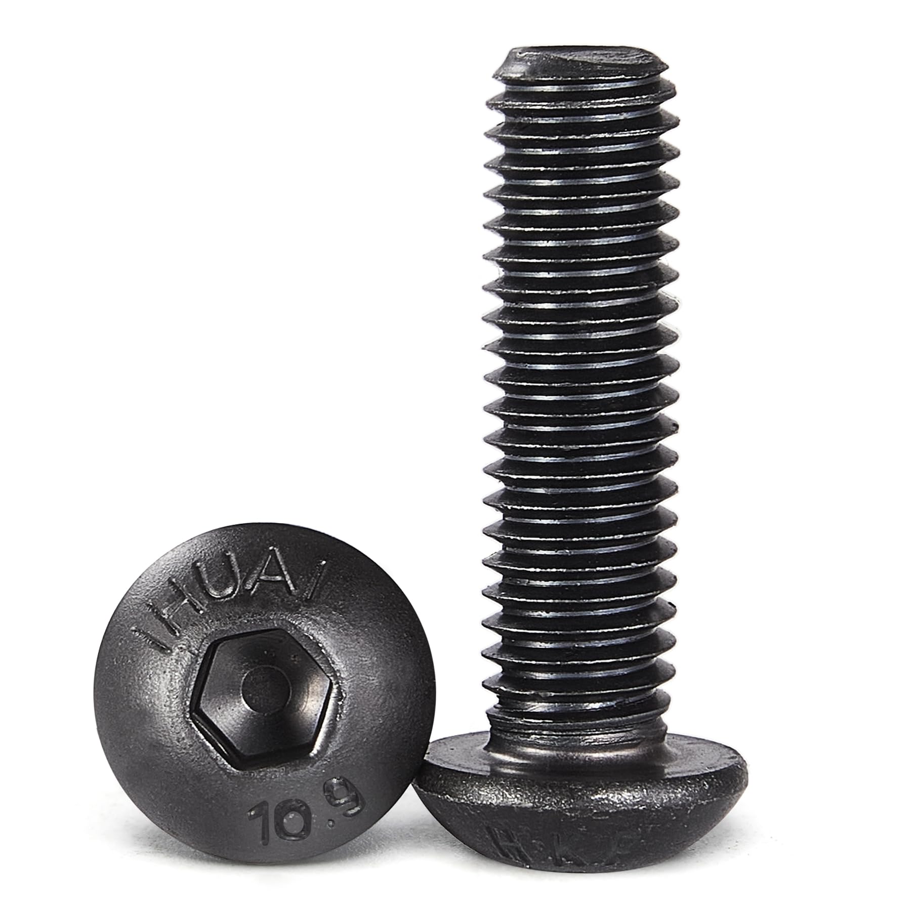 Cicidorai M3-0.5 x 8mm Button Head Socket Cap Bolts Screws, 10.9 Grade Alloy Steel, Black Oxide Finish, Machine Thread, Allen Socket Drive, Quantity 100