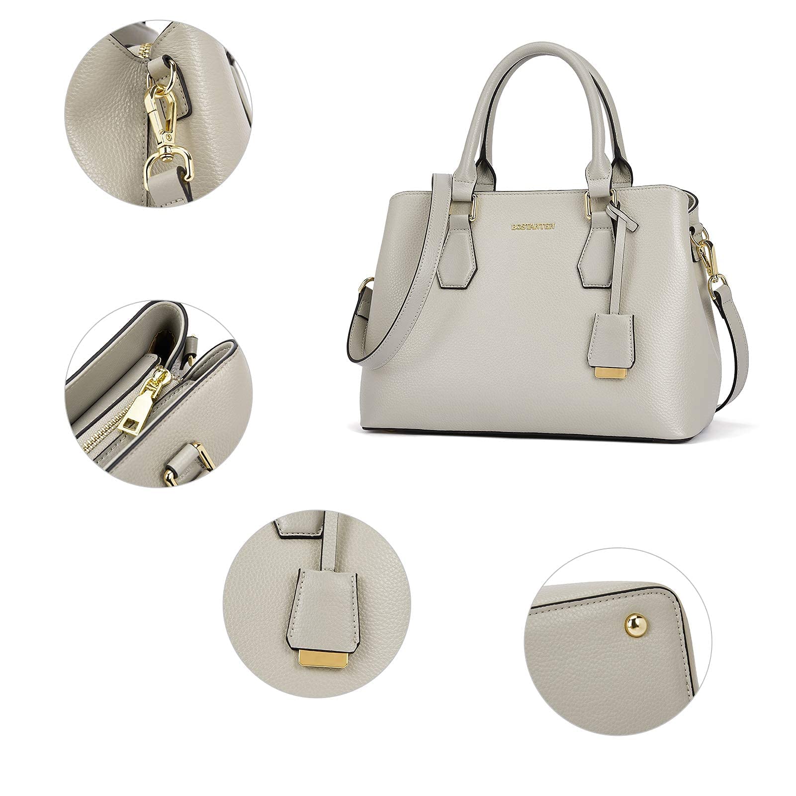 BOSTANTEN Women Leather Handbag Designer Satchel Shoulder Tote Bags Bundle with Women Leather Wallet RFID Blocking Small Bifold Wallet with ID Window