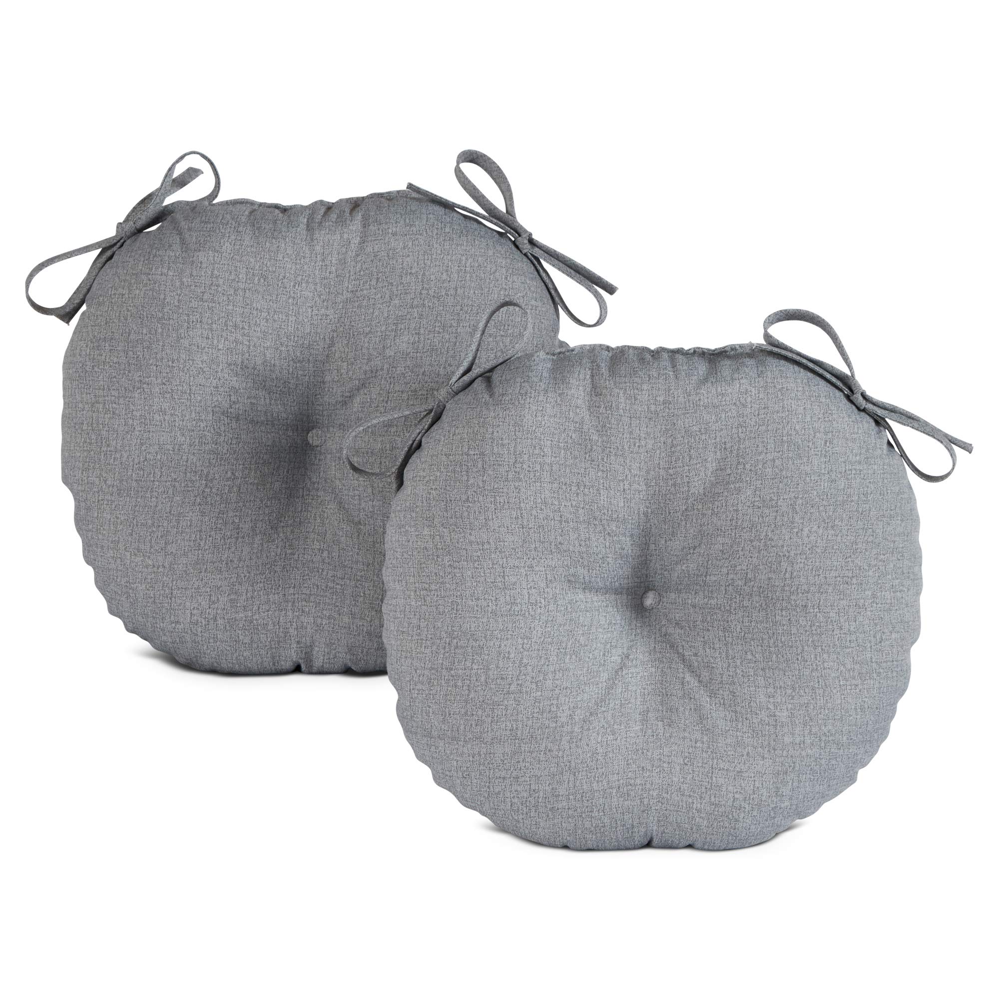 Greendale Home Fashions 15-inch Outdoor Round Bistro Seat Cushion, 2 Count (Pack of 1), Cement