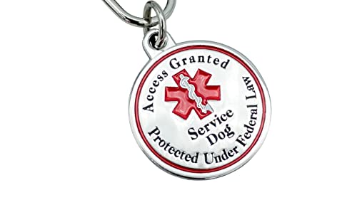 December Pets Service Dog Tag Double Sided Red Medical Alert Symbol Medal for Small Dogs Use for Collars Harness Vest Easy to Switch Pet ID