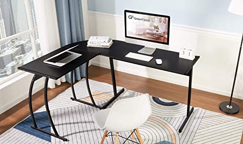 GreenForest L Shaped Gaming Desk 58.1 inch Home Corner Office Desk Writing Studying Computer Table PC Workstation for Home Office Bedroom, Black