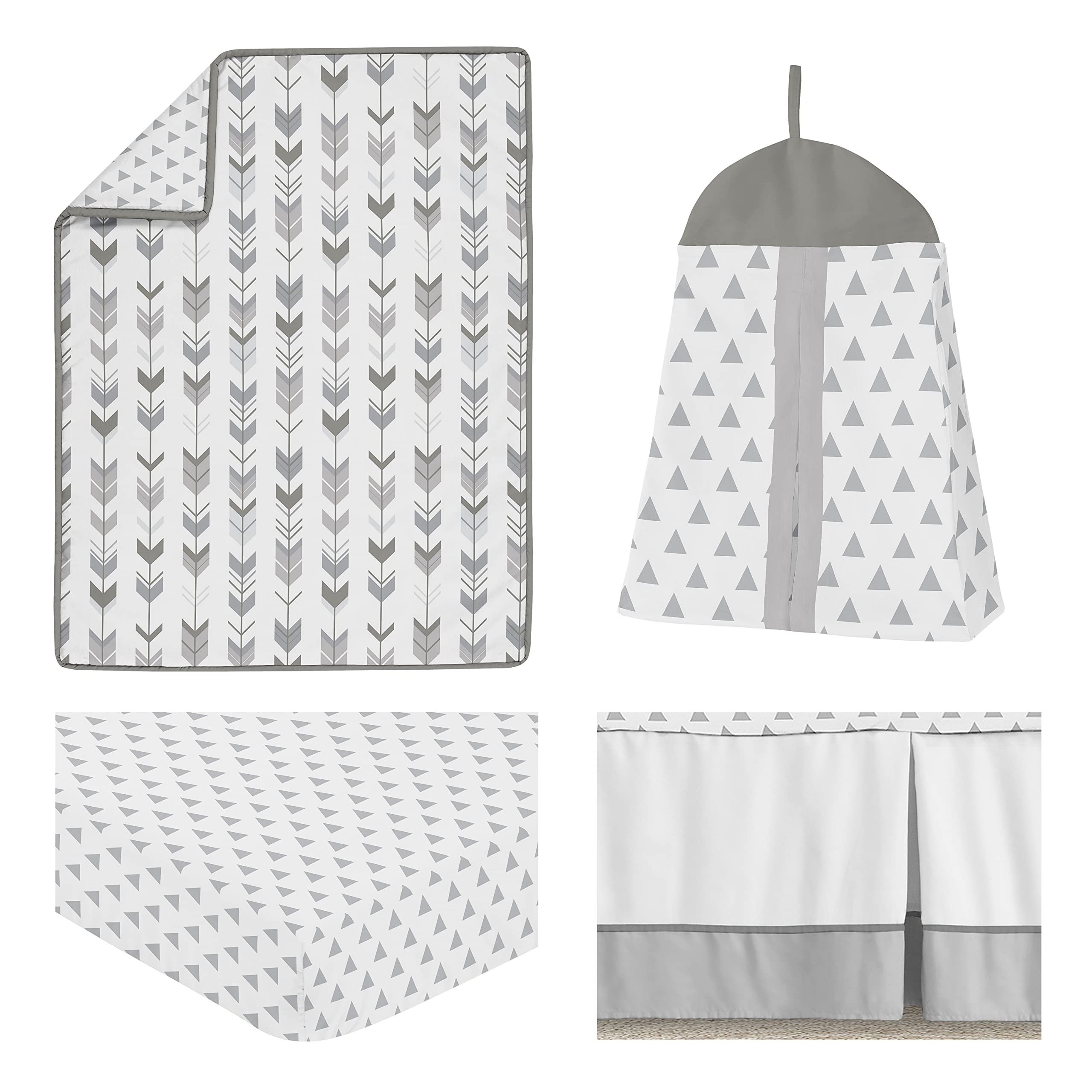 Grey and White Woodland Arrow Boy, Girl, Unisex Baby Crib Bedding Set by Sweet Jojo Designs - 4 Pieces