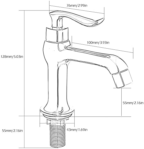 Bathtub Basin Pillar Taps Pair Plating Single Cold and Hot