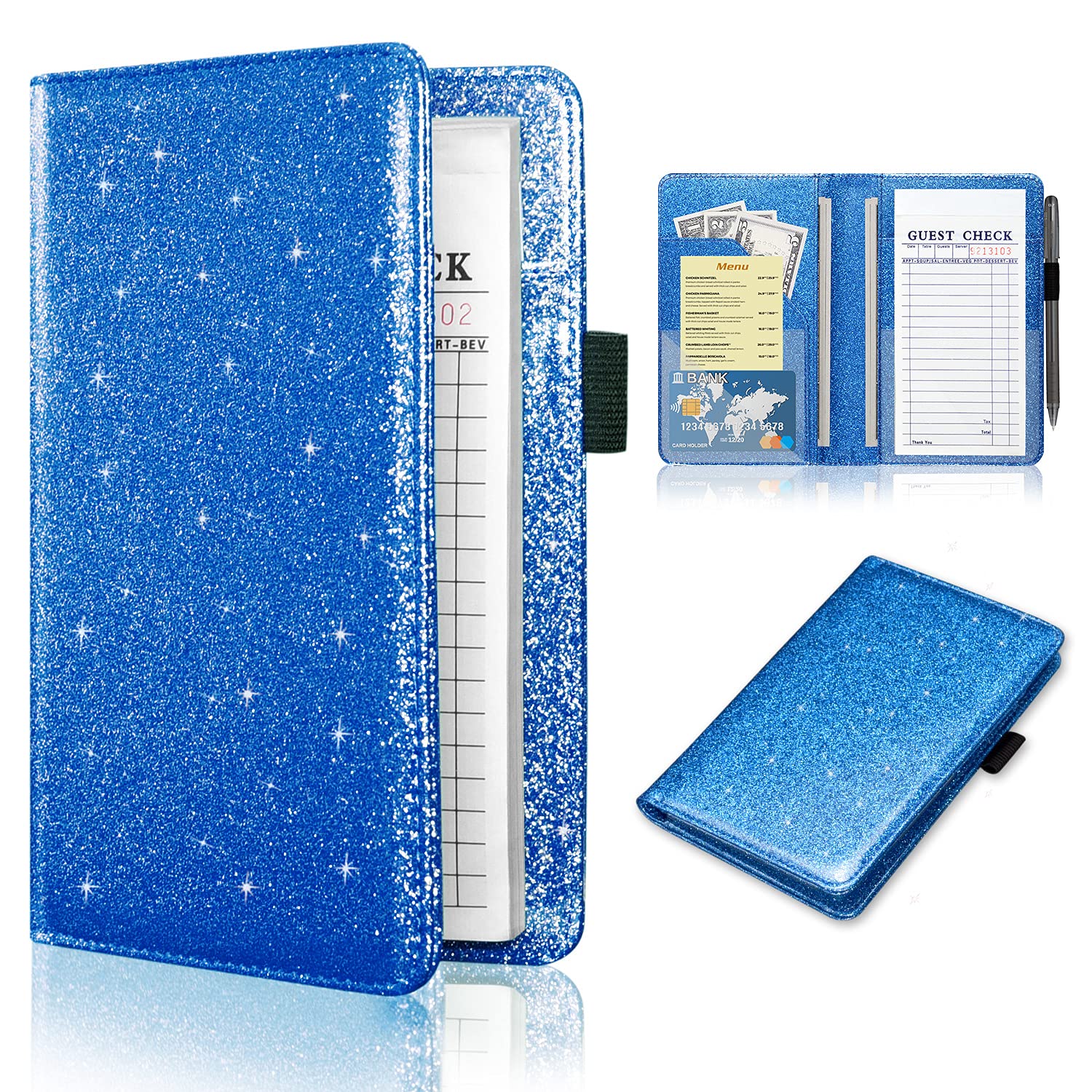 ACdream Server Books for Waitress, Guest Book Note Pad, Cute Pocket Leather Money Organizer Wallet, Cash Check Bill Receipt Holder Presenter, Waiter Accessories Fit Server Apron