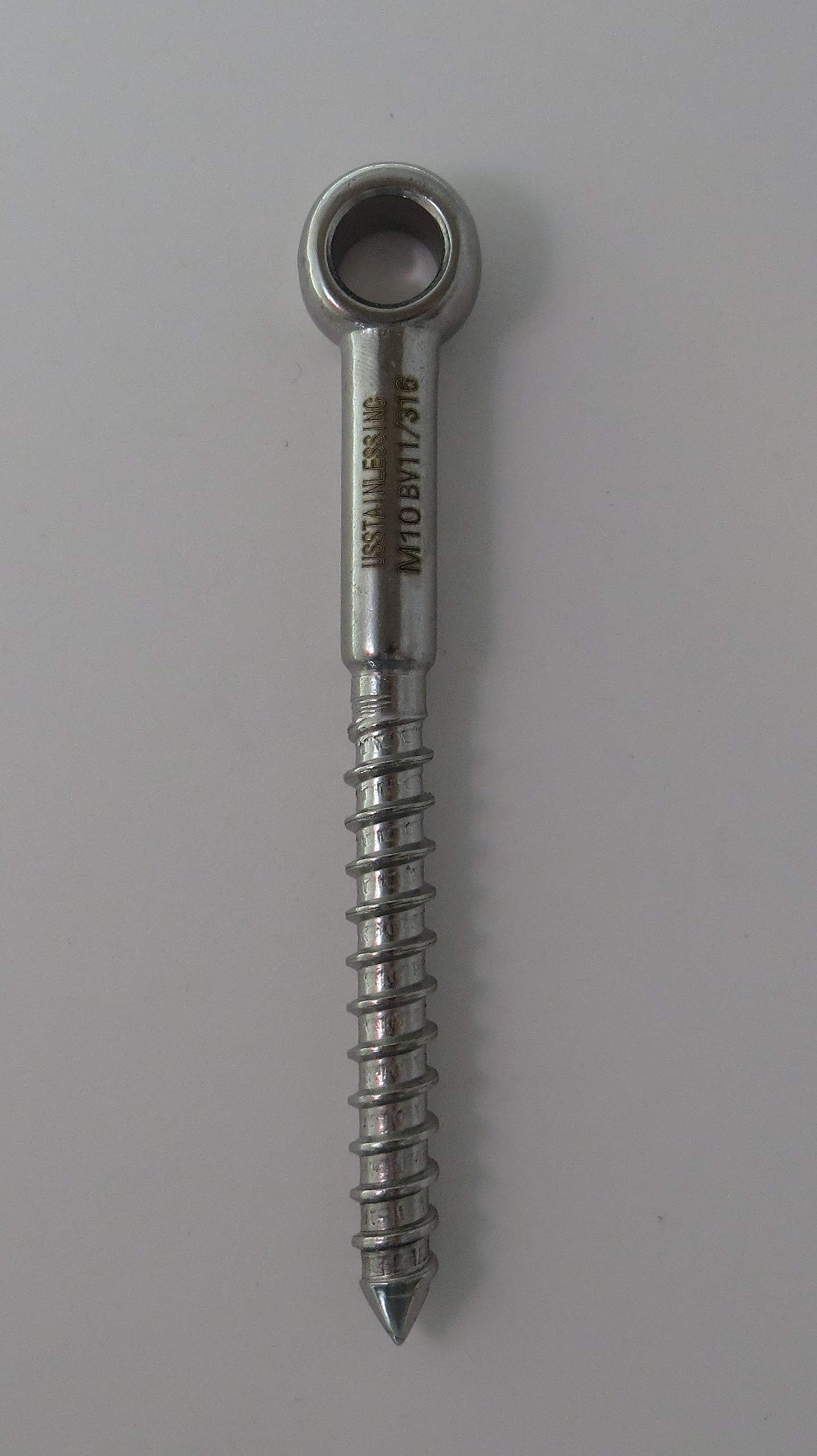US STAINLESS 2 Pieces Stainless Steel 316 M10 Lag Screw Eye Bolt Forged 10mm x 100mm Marine Grade
