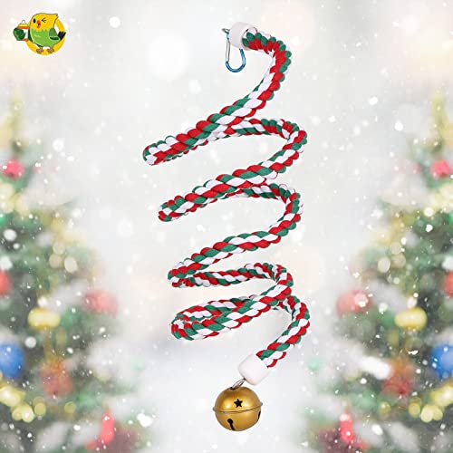 GJRGEG1Y Rope Bungee Cotton Perch for Bird. with Large Bell Climbing Toy[1 Pack] (118 inches)