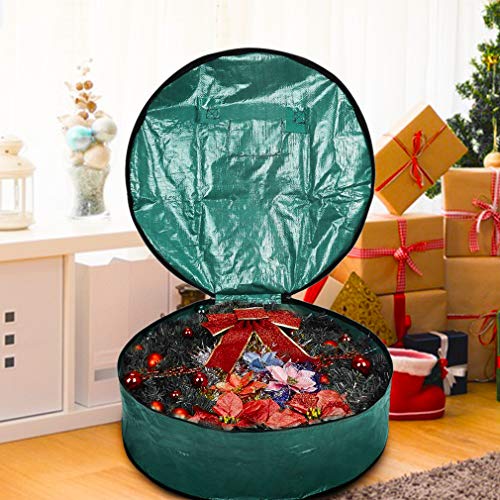 ProPik Christmas Wreath Storage Bag 36" - Garland Holiday Container with Tear Resistant Material - Featuring Heavy Duty Handles and Transparent Card Slot - 36β X 8β (Green)