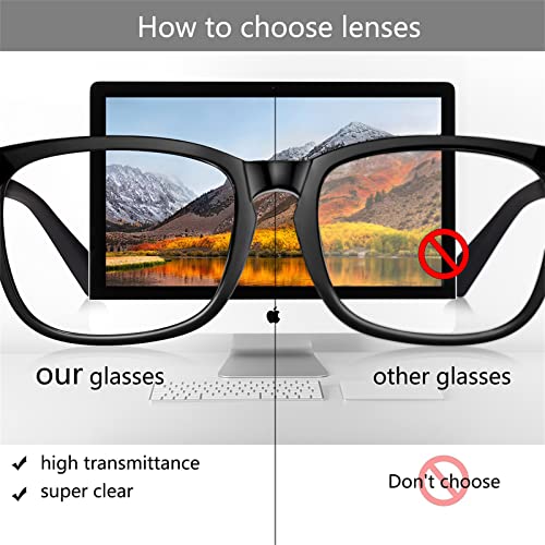 CHBP Blue-Light-Blocking-Glasses for Women Computer Glasses Man,2 Pack Gaming Eyeglasses Fashion Frame(black+transparent)