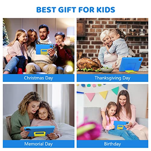 Cheerjoy Kids Tablet 10 inch, Android 12 Tablet for Kids with Parent Control, Kidoz Pre-Installed, 2GB+32GB, 6000mAh Dual Camera WiFi Bluetooth Tablet, Children Tablet with Shock-Proof Case (Blue)