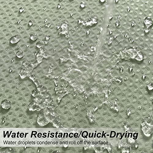 GERGELLA Sage Green Shower Curtain - Waffle Heavy Duty Fabric Shower Curtains for Bathroom, Showers, Hotel Spa Luxury Weighted Polyester Cloth Bath Curtain Set with 12 Hooks,72Wx72H,Green