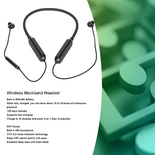 Acogedor BT Neckband Headphone HiFi Stereo IPX7 Waterproof Magnetic Earbuds for Sports, Built in Mic, 20 Hours Playback