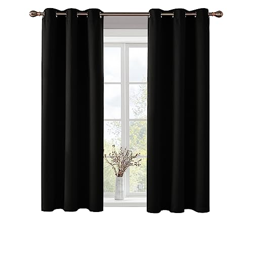 Deconovo Solid Thermal Insulated Grommet Blackout Curtains/Drapes for Bedroom and Living Room (2 Panels Set, 42 inches Wide by 63 inches Long, Black)
