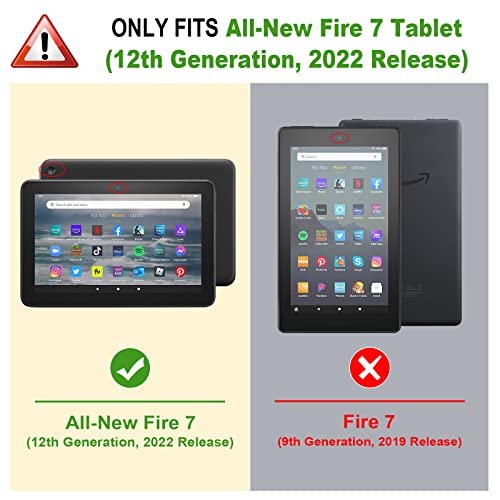 Fintie Shockproof Case for All-New Fire 7 Tablet (12th Generation, 2022 Release), [Tuatara] Rugged Unibody Hybrid Bumper Kickstand Cover with Built-in Screen Protector, Lilac Purple