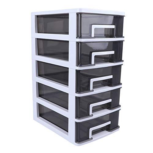 DECHOUS Plastic Storage Drawer, 5- layer Storage Cabinet Plastic Drawer, Portable Storage Rack Organizer clear Drawer Organizers Makeup Organizer Makeup Drawer Clear Jewelry Organizer