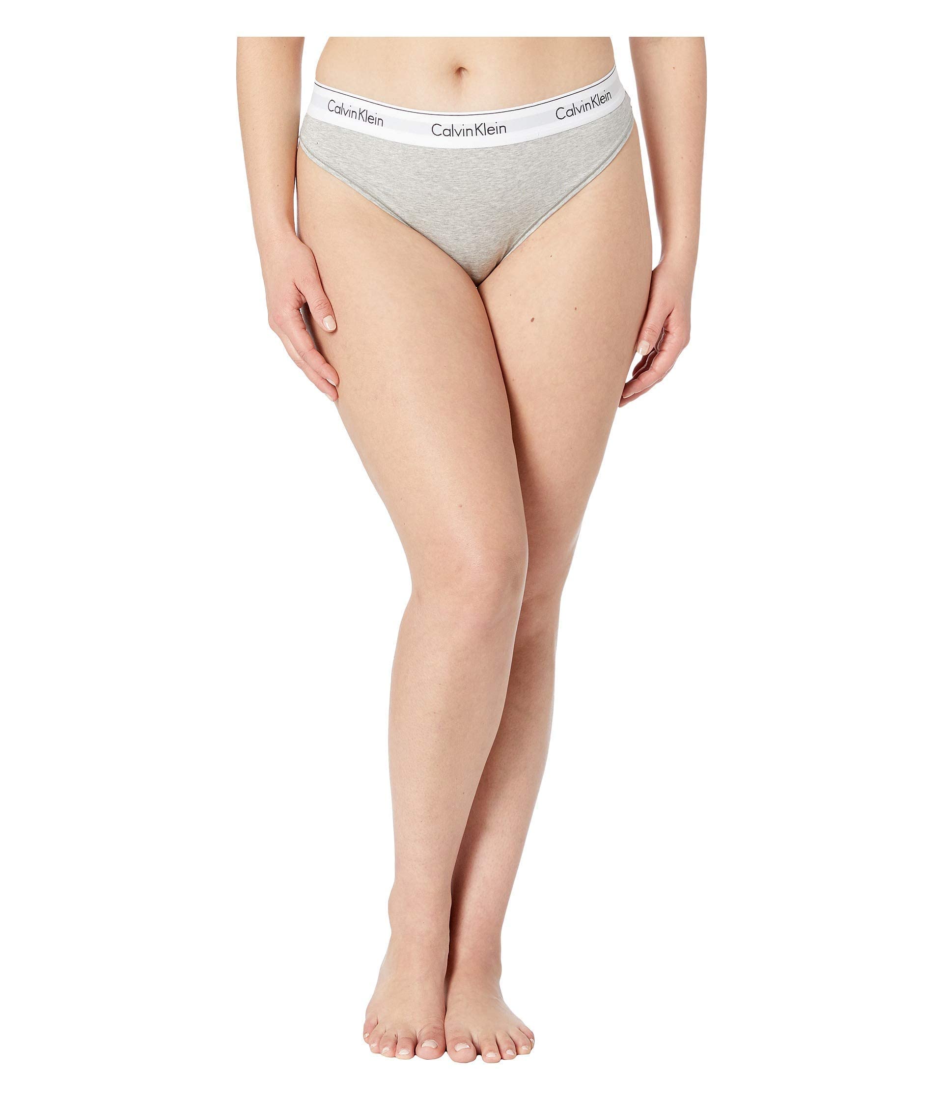 Calvin Klein Women's Modern Cotton Stretch Thong Panties, Grey Heather, Medium