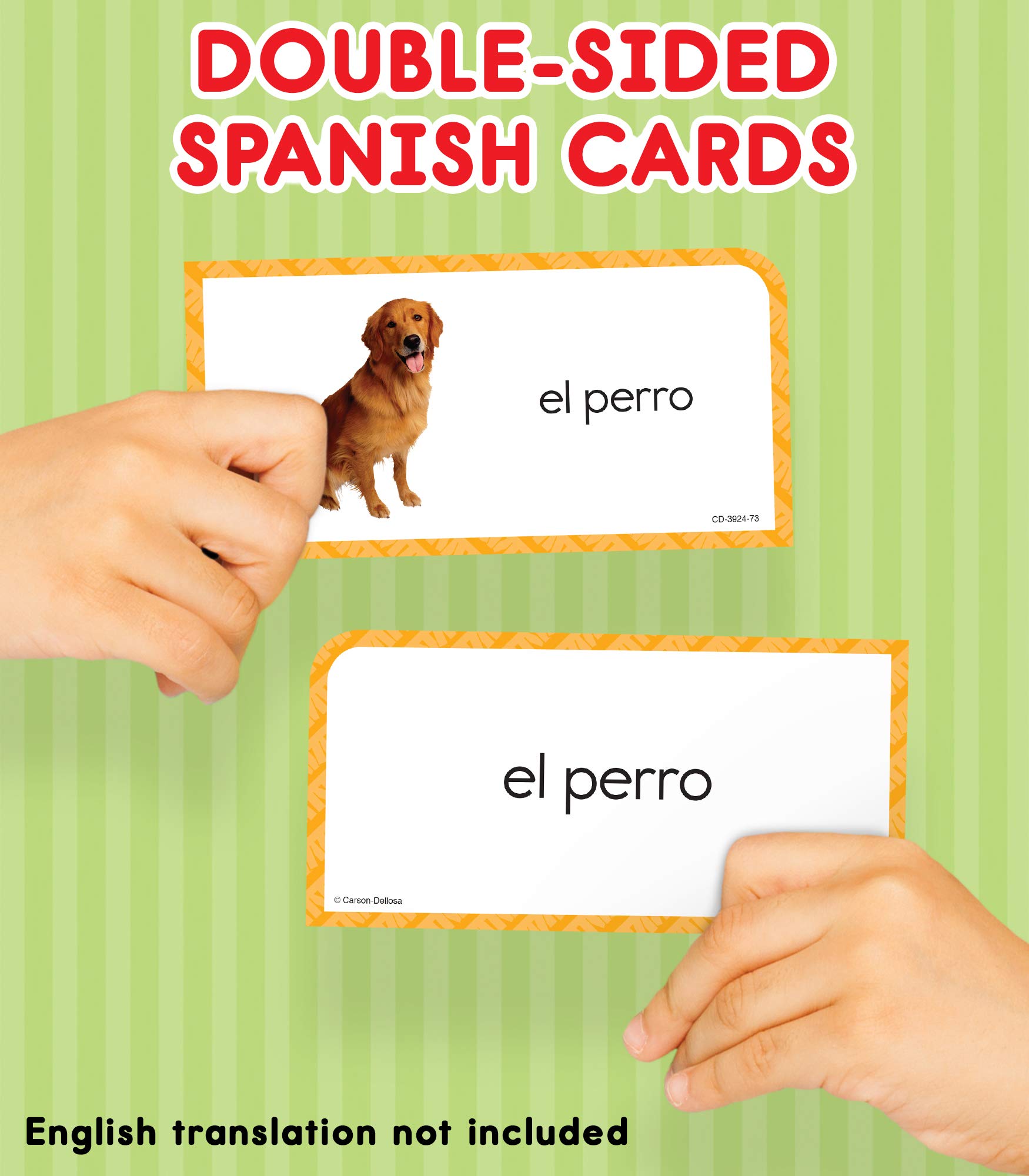 Carson Dellosa 104 Spanish Flash Cards for Kids, Spanish Vocabulary Flash Cards for Beginners, Picture Flash Cards for Toddlers, Learning Spanish Game for Beginners