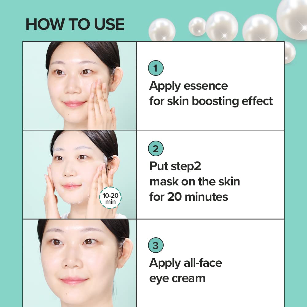 JMsolution Marine Luminous Pearl Deep Moisture 3 Step Skin Care Facial Mask - Korean Skincare - boosting Brightening Moisturizing-10 Sheets for Dry Skin