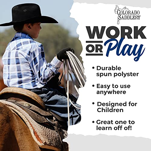 Colorado Saddlery Kid’s Silver Dot Rope Authentic Tough Durable Cowboy Rope Made Smaller for Youth Hands Great Practice Lasso Rope Kids Rope for Roping Dummy