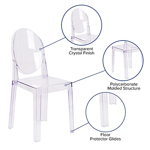 Flash Furniture Revna 4 Pack Revna Ghost Chair with Oval Back in Revna Transparent Crystal