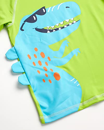 Wippette Baby Boy Rash Guard Swimsuit Set – 2-Piece UPF 50+ Dinosaur Bathing Suit for Boys (Infant/Toddler/Boy), Size 12 Months, BlueDino
